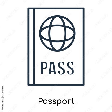 Passport Icon Vector Isolated On White Background Passport Sign Thin