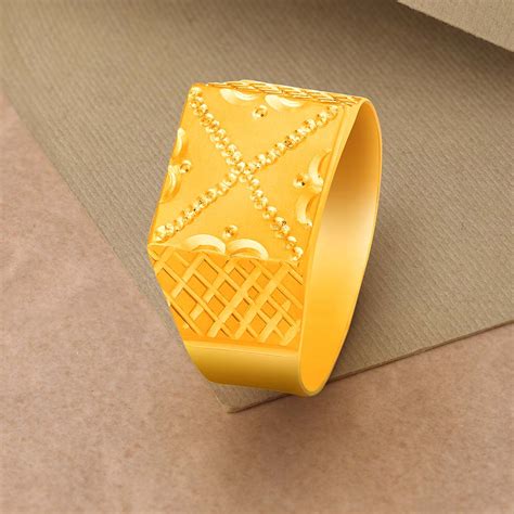 Buy Square Textured Mens Gold Finger Ring For Men At Best Price