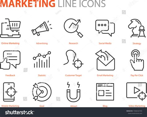 Set Marketing Icons Seo Analytics Ads Stock Vector Royalty Free