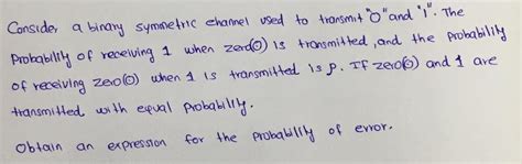 Solved Consider A Binary Symmetric Channel Used To Transmit Chegg