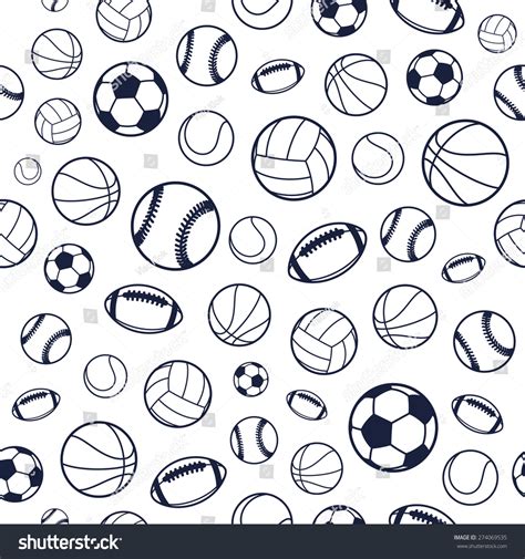 Vector Sports Balls Black White Seamless Stock Vector Royalty Free