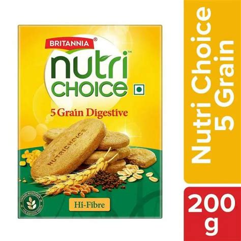 Britannia Nutrichoice Hi Fibre 5 Grain Digestive Biscuits 200 G Jiomart