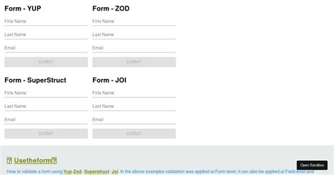 Schema Validations Codesandbox