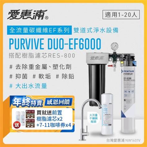 愛惠浦 Everpure Purvive Duo Ef6000生飲級兩道式廚下型淨水器前置樹脂軟水everpure愛惠浦公司貨