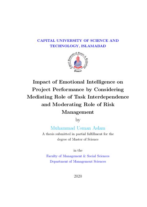 Pdf Emotional Intelligence And Project Performance