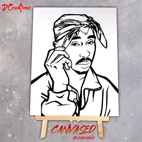 Tupac Pre Drawn Canvas Outlined Canvas Sip And Paint Diy Paint