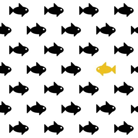 Conceito é contra multidão contra todos padrão de um peixinho dourado