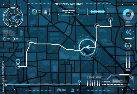 Hud Navigation Interface Map Of Location In Modern Computer Game Information Window For