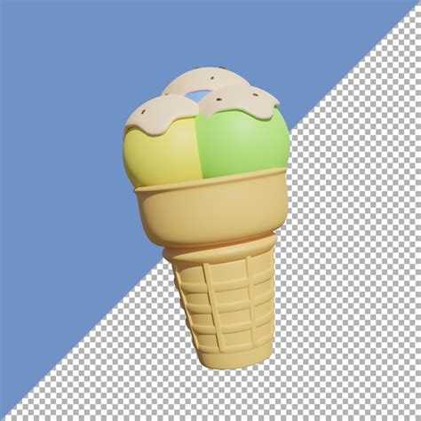 3d 렌더링 그림 아이스크림 콘 만화 프리미엄 Psd 파일