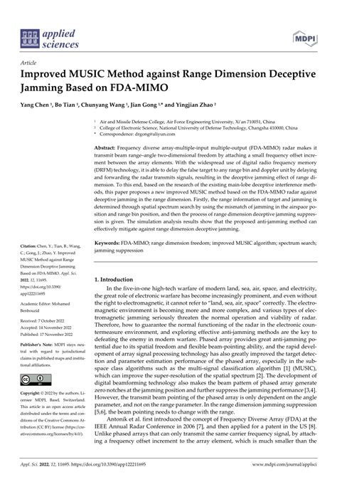 Pdf Improved Music Method Against Range Dimension Deceptive Jamming