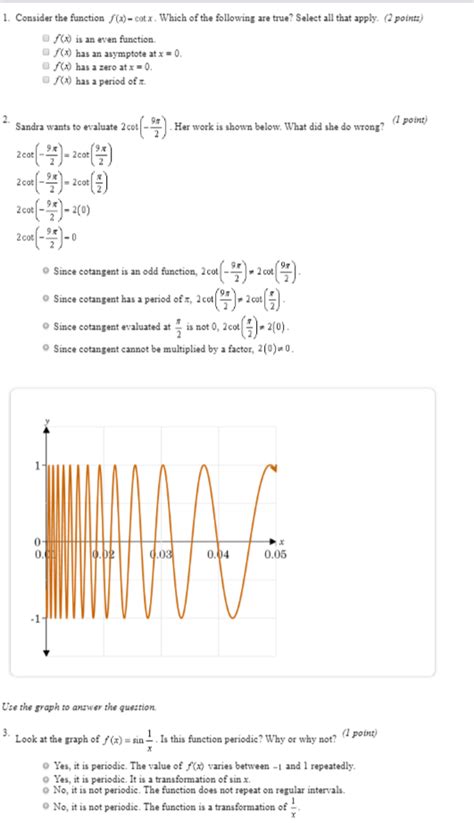 Solved 1 Consider The Function F X Cotx Which Of The Chegg Com