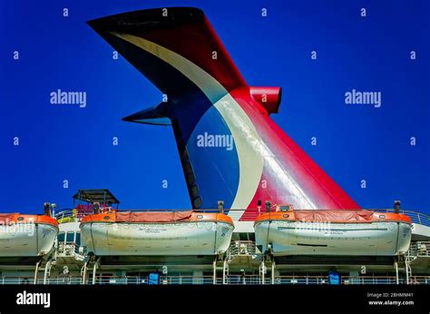 The Carnival Fantasy Cruise Ships Whale Tail Funnel And Lifeboats Are
