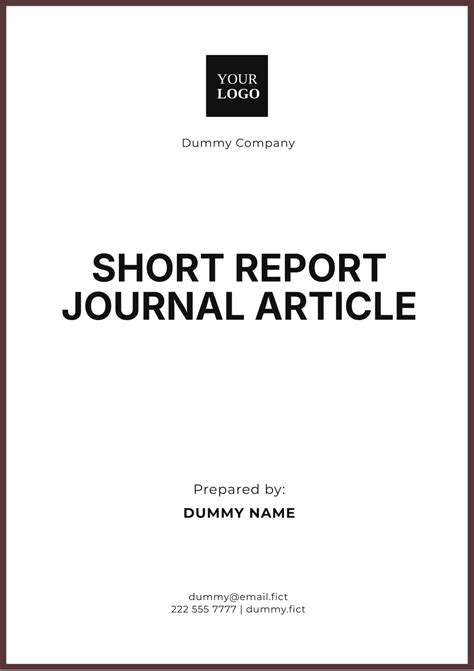 Free Short Report Journal Article Template To Edit Online