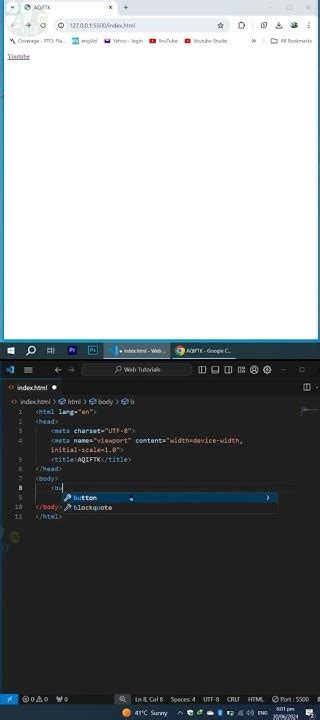 How To Add Button In Html Html Vscode Webdevelopment Shorts Youtube