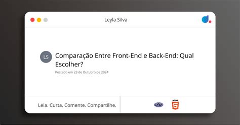Comparação Entre Front End E Back End Qual Escolher Leyla Silva