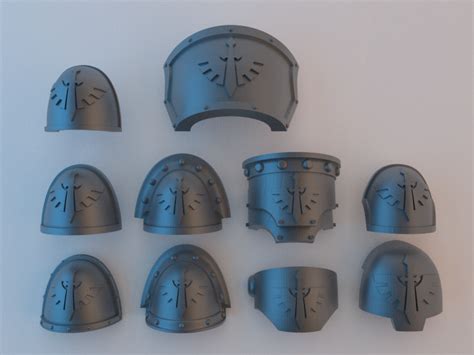 🛰 Space Marine Shoulder Pads Dark Angels・free Stl File For ・cults