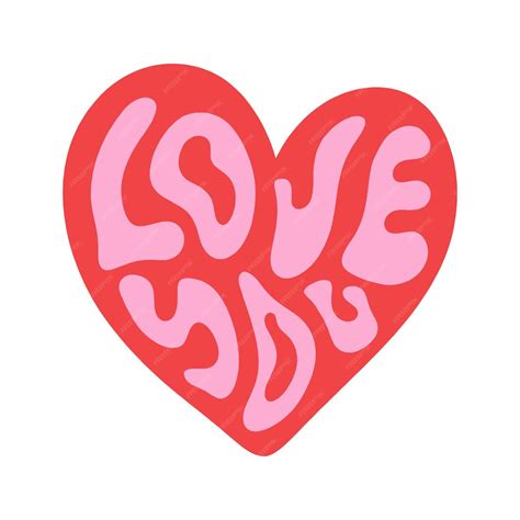 Funky Líquido Abstracto Love You Texto De Letras En Forma De Corazón Ilustración De Corazón