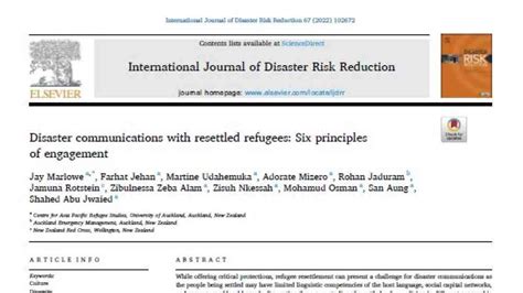 Disaster Communications With Resettled Refugees Six Principles Of