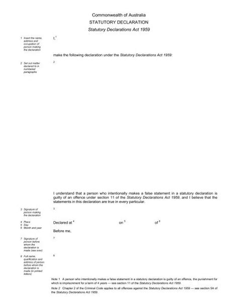 Statutory Declaration Form
