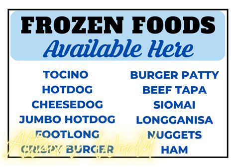 Frozen Food Signage Frozen Foods Available Here List Frozen