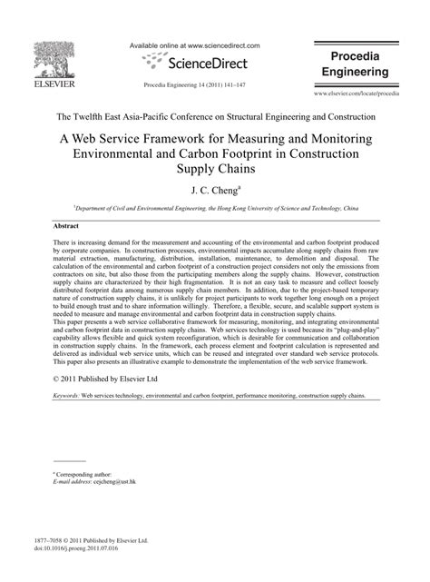Pdf A Web Service Framework For Measuring And Monitoring Environmental And Carbon Footprint In