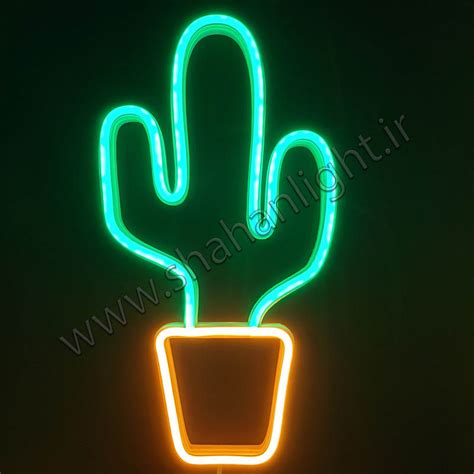 تابلو نئون کاکتوس فروشگاه شاهان لایت