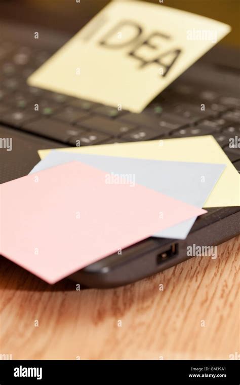 Notes On A Laptop Stock Photo Alamy