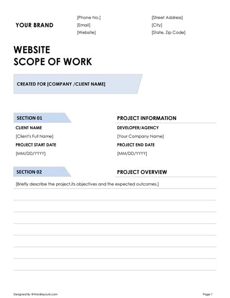 Free Contractor Scope Of Work Template Wordlayouts