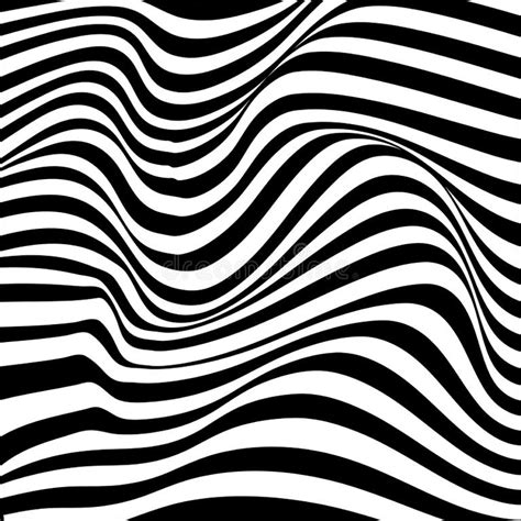 Distorted Lines Are An Illusion Of Movement Black And White Pattern Wavy Lines Vector Illusion