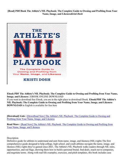 Pdf The Athletes Nil Playbook The Complete Guide To Owning And Profiting From Your Name