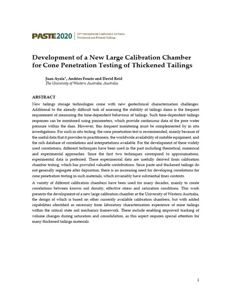 Development Of A New Large Calibration Chamber For Testing Thickened