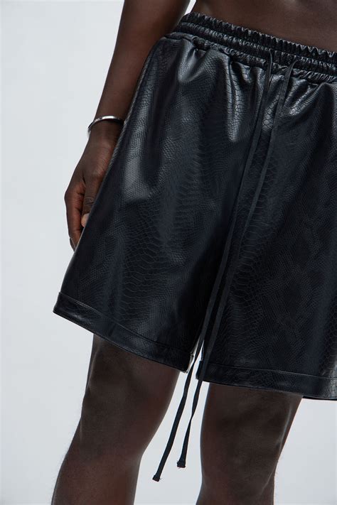 Sawyer Faux Python Shorts Black Fashion Nova Mens Shorts Fashion