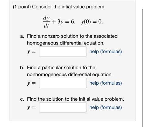 Solved 1 Point Consider The Intial Value Problem