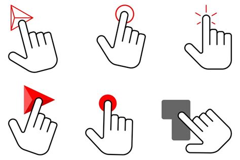 cursor doodle icon set click hand drawn royalty free vector
