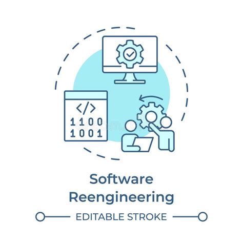 Software Reverse Engineering Soft Blue Concept Icon Stock Vector