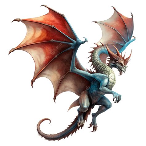 비행 용 클립 아트 그림 날개 꼬리와 발톱이 있는 판타지 생물 디지털 아트 플라잉 드래곤 레드 드래곤 날개 신화 속의 용 클립 아트 Png 일러스트 및 이미지 에 대한