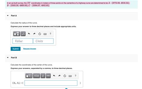 solved in an as built survey the xy coordinates in meters