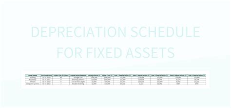 Depreciation Schedule For Fixed Assets Excel Template And Google Sheets File For Free Download
