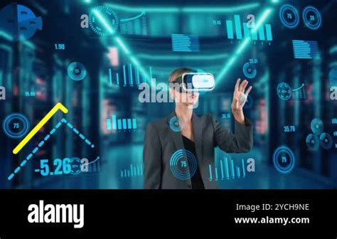 Woman Searching Dynamic Data Using Hand Sliding Graph Analysis By Vr Of