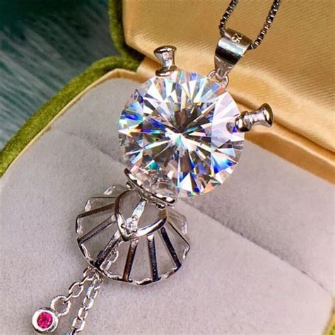3ct Lab Created Diamond Round Solitaire Dangling Pendant 14k White Gold