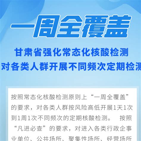 一周全覆盖 甘肃省强化常态化核酸检测对各类人群开展不同频次定期检测 临泽 审核 史雪婷