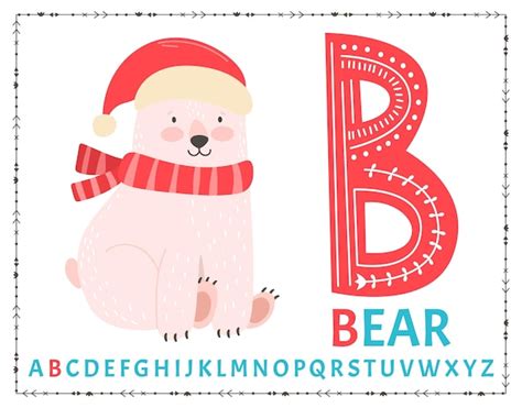 흰색 배경에 영어 대문자 알파벳 문자 B 벡터 일러스트 레이 션 북부 곰 프리미엄 벡터