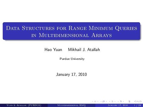 Pdf Data Structures For Range Minimum Queries In · Title Data