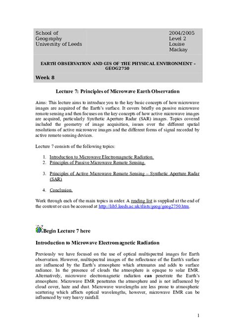Doc Lecture 7 Principles Of Microwave Earth Observation