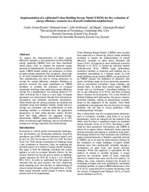 Pdf Implementation Of A Calibrated Urban Building Energy Model Ubem