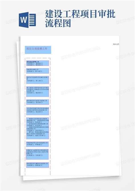 建设工程项目审批流程图word模板下载 编号qjwjyjdz 熊猫办公