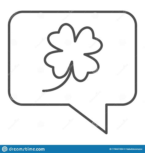 Clover Leaf In Chat Bubble Thin Line Icon Shamrock Sticker In Dialog