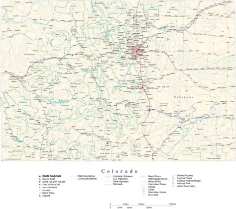 Colorado Detailed Cut Out Style State Map In Adobe Illustrator Vector