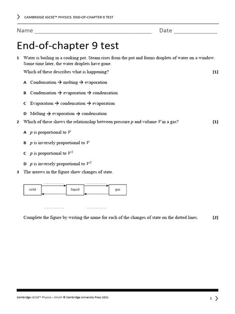 Igcse Physics 3ed Tr End Of Chapter Test 9 Pdf Gases Teaching Methods And Materials