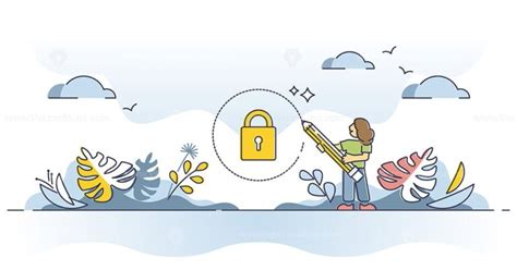 Encryption Safety System Explanation With Encrypt And Decrypt Outline Diagram Vectormine